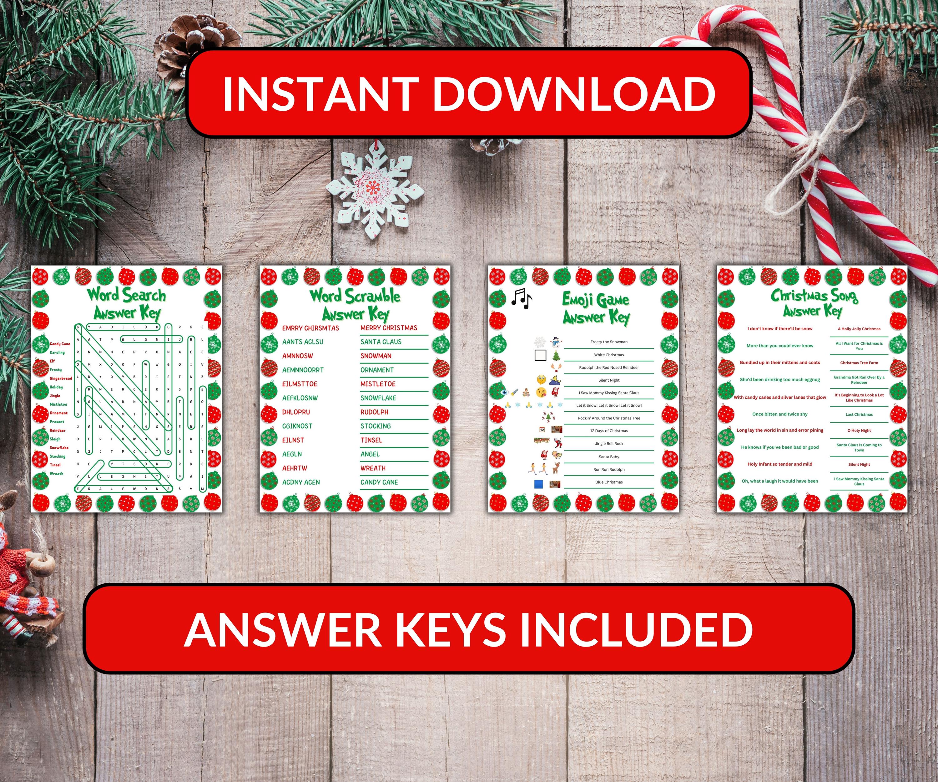 Christmas Game Bundle, Christmas Party Games, Instant Download ...