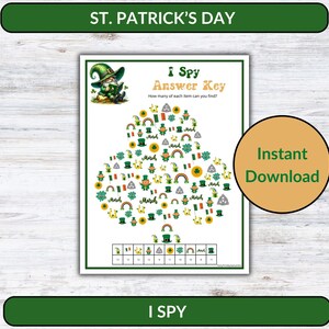 St. Patrick's Day I Spy Game, Picture Puzzle, Fun Printable Game, Party ...