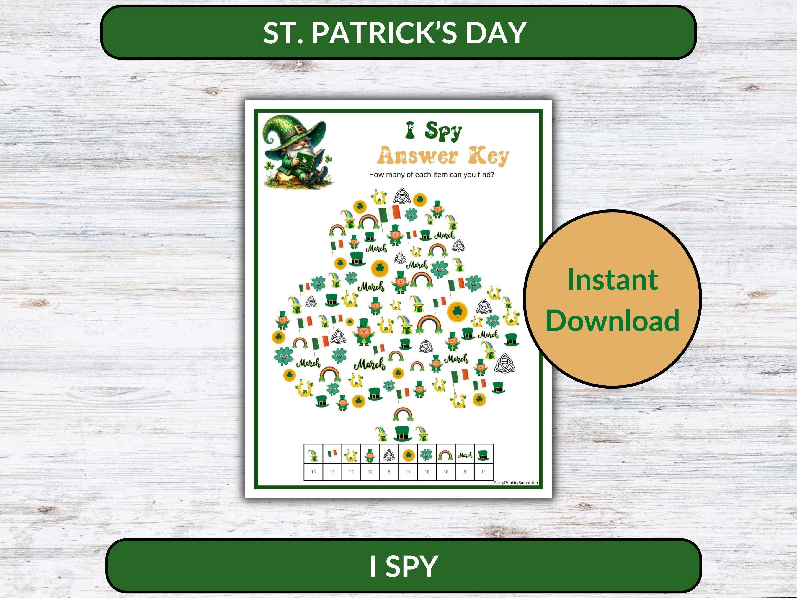 St. Patrick's Day I Spy Game, Picture Puzzle, Fun Printable Game, Party ...