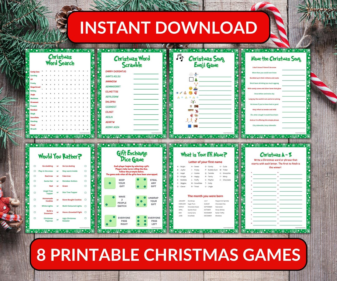 Christmas Game Bundle, Christmas Party Games, Instant Download ...