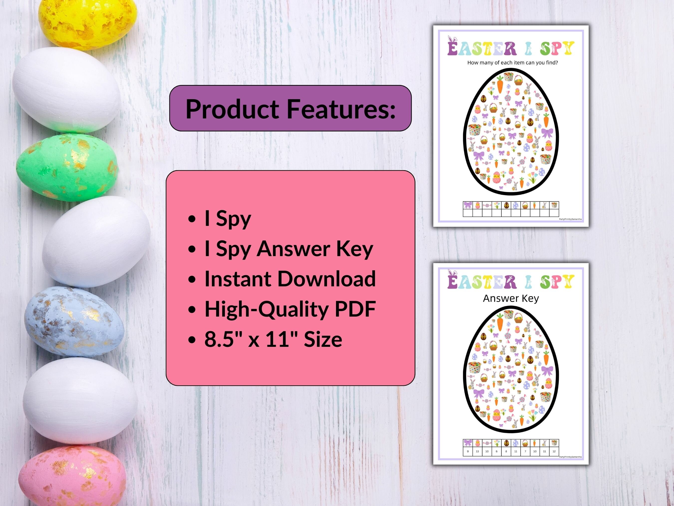 Easter I Spy Game, Picture Puzzle, Fun Printable Game, Party Game for ...