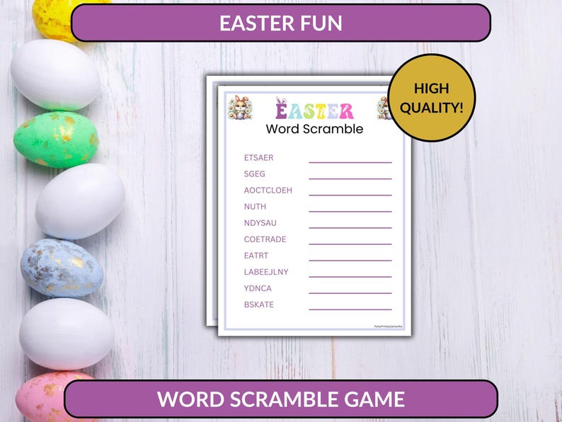 Easter Word Scramble, Fun Printable Easter Game for Kids & Adults ...
