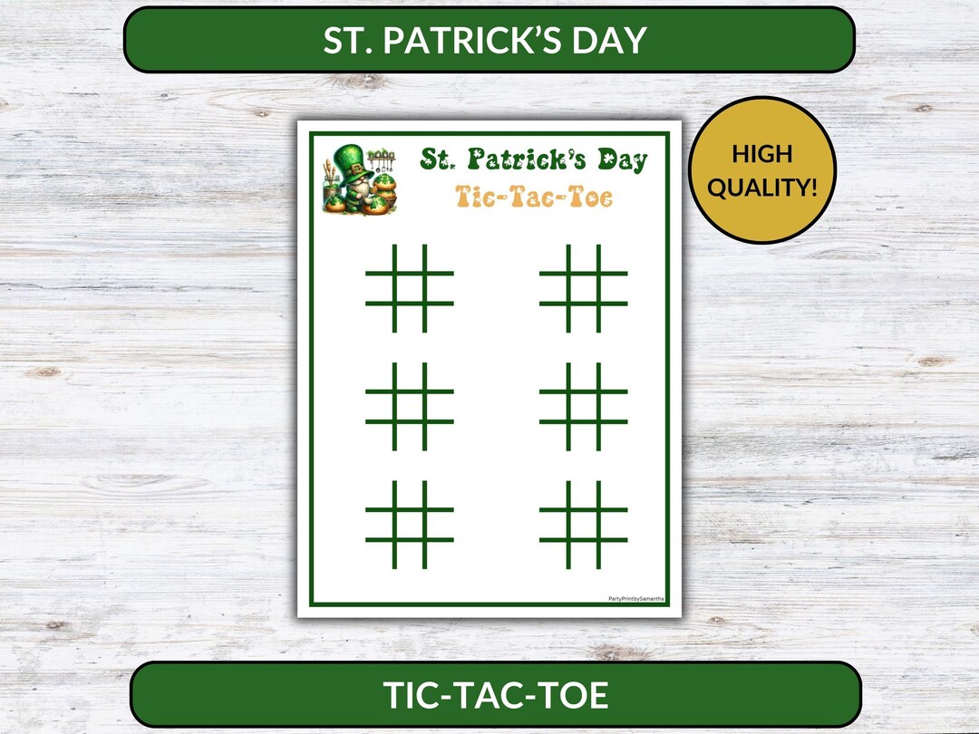 Tic Tac Toe, St Patricks Day Game, Fun Printable, Party Activity for ...