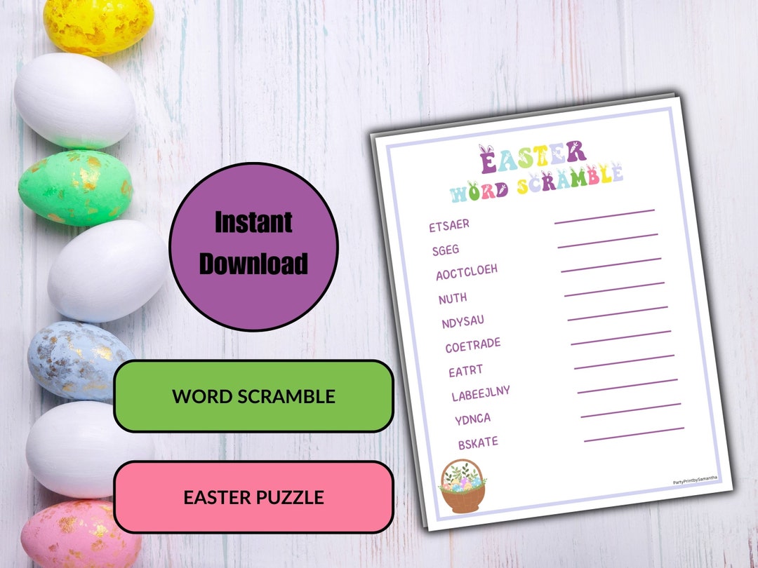 Easter Word Scramble Game, Word Puzzle, Printable Game, Party Game for ...