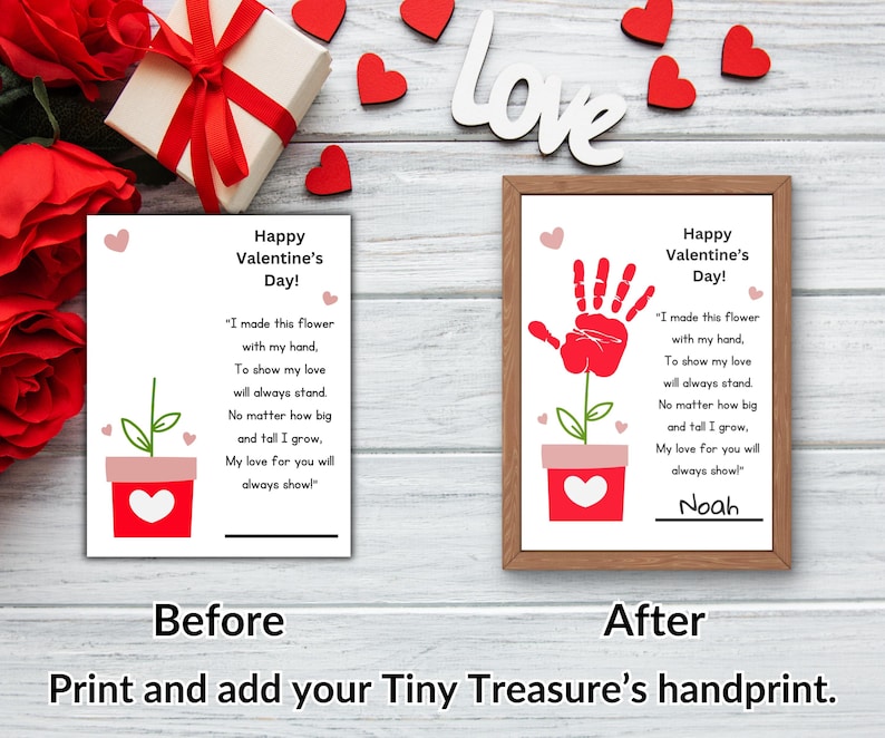 Valentine Handprint Craft for Kids, Flower Poem, DIY Keepsake, Fun ...