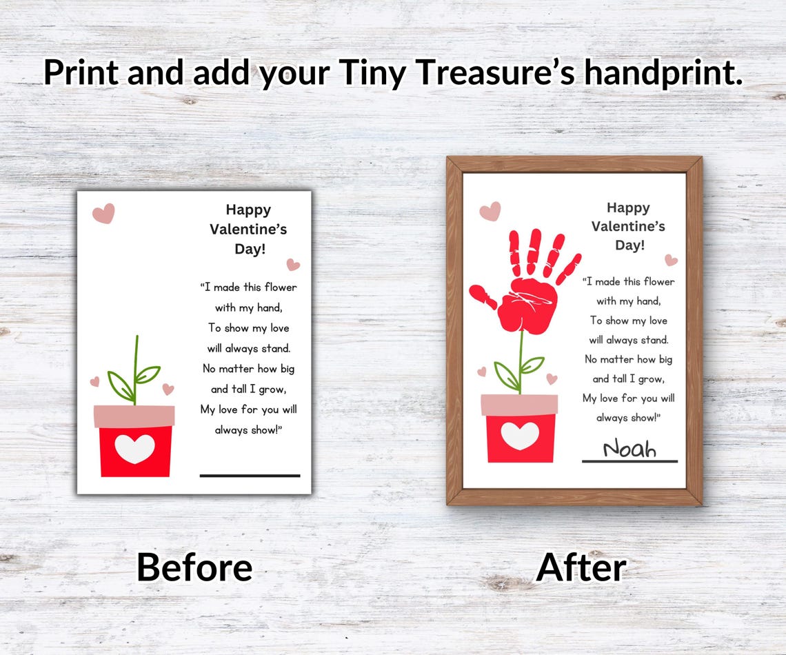 Valentine Handprint Craft for Kids, Flower Poem, DIY Keepsake, Fun ...