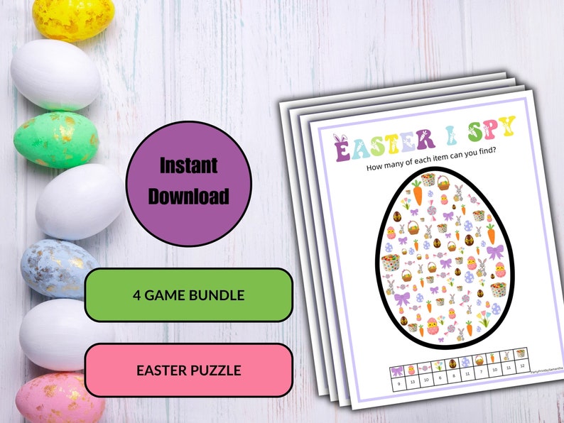 Easter Game Bundle, Word Search, I Spy, Word Scramble, Connect Four ...