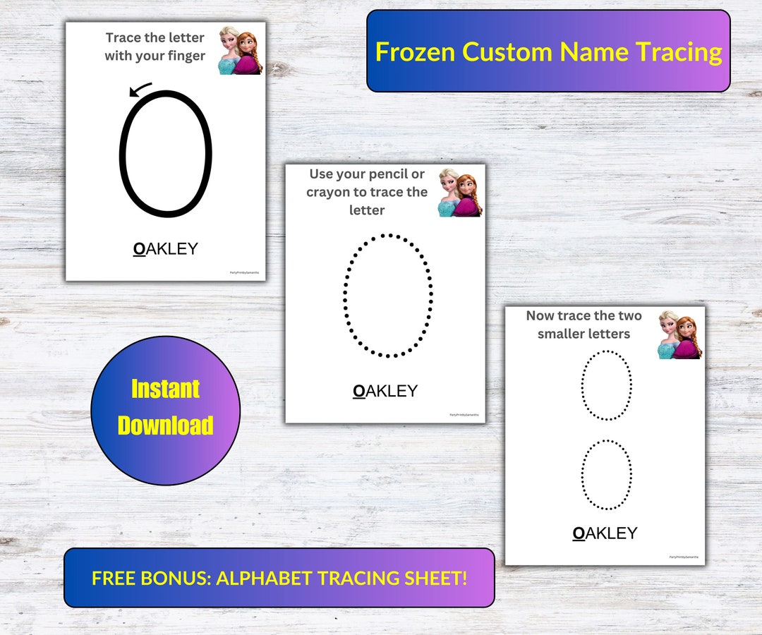 Frozen Custom Name Tracing Page, Personalized Tracing Sheet ...