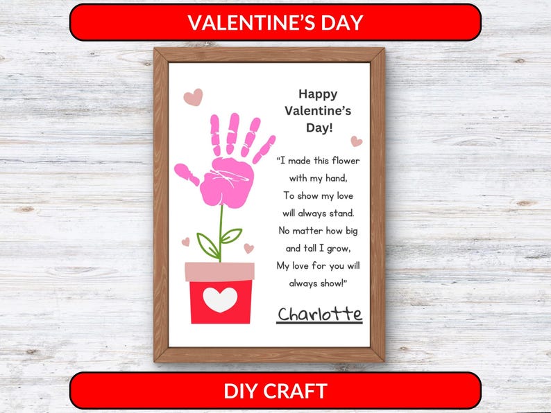 Valentine Handprint Craft for Kids, Flower Poem, DIY Keepsake, Fun ...