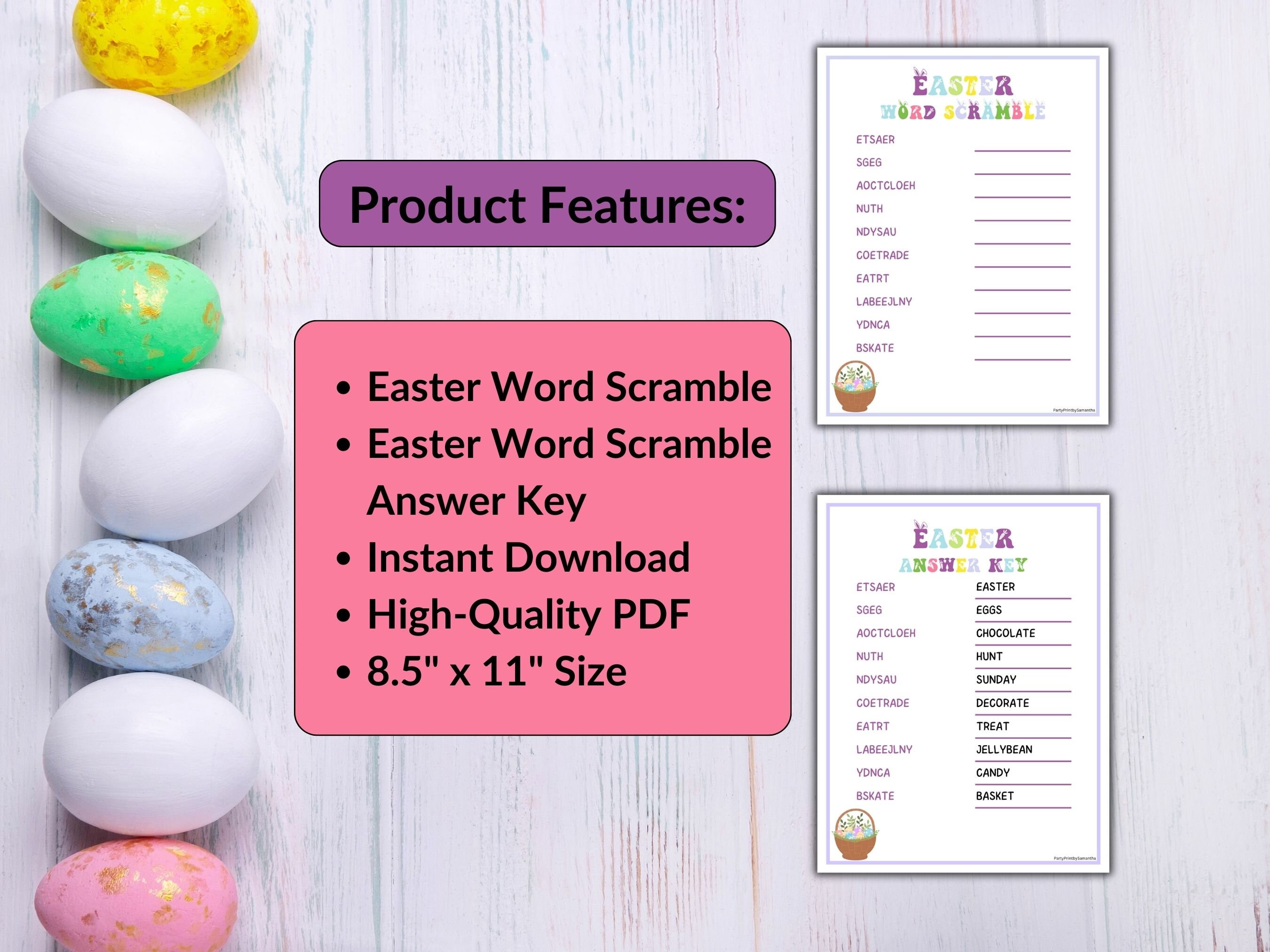 Easter Word Scramble Game, Word Puzzle, Printable Game, Party Game for ...