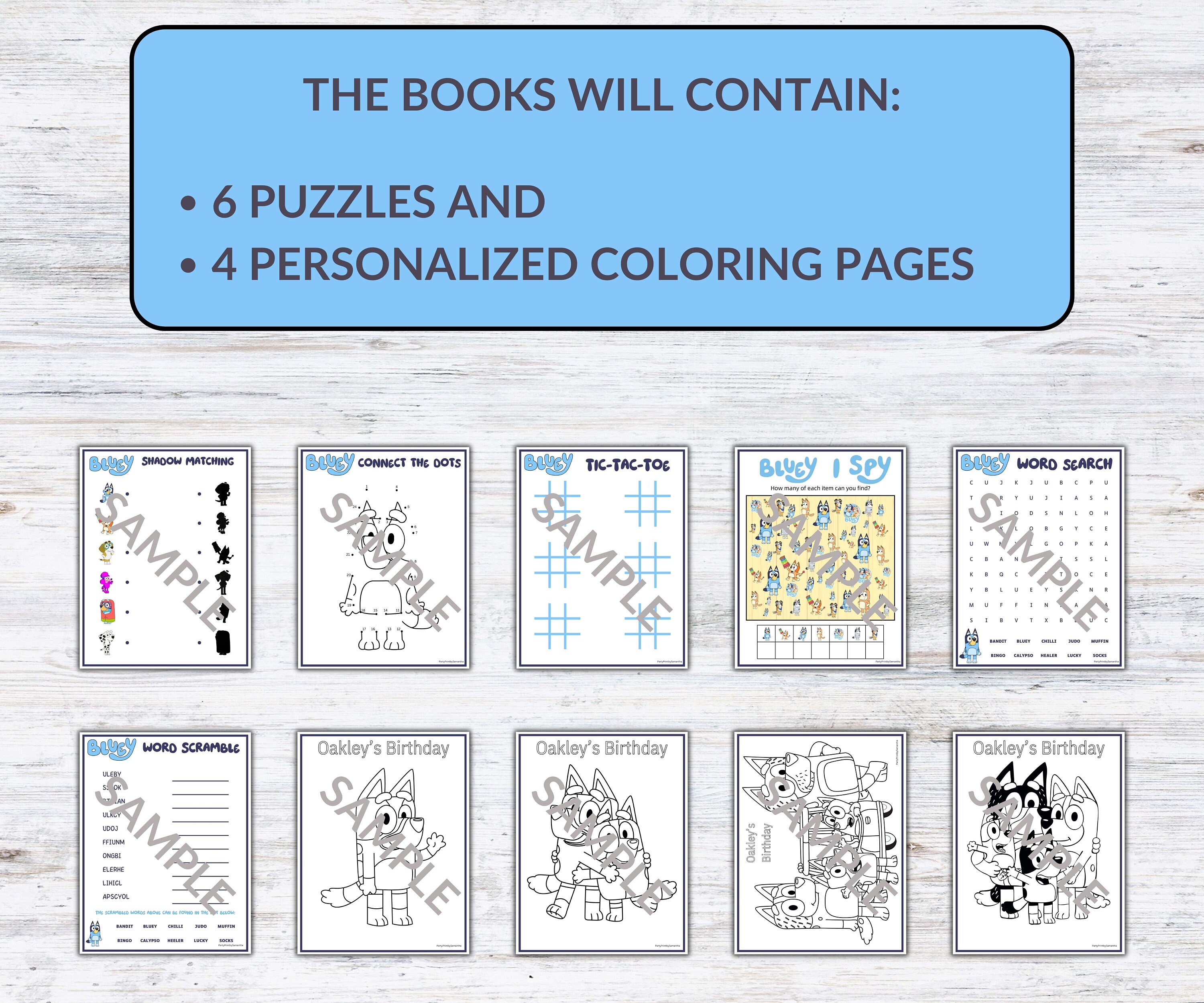 Bluey Birthday Party Books, Party Game Booklets Customized for the ...