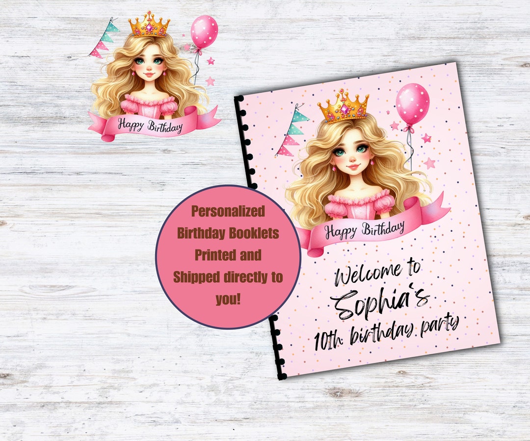 Birthday Party Princess Books, Party Game Booklets Customized for the ...