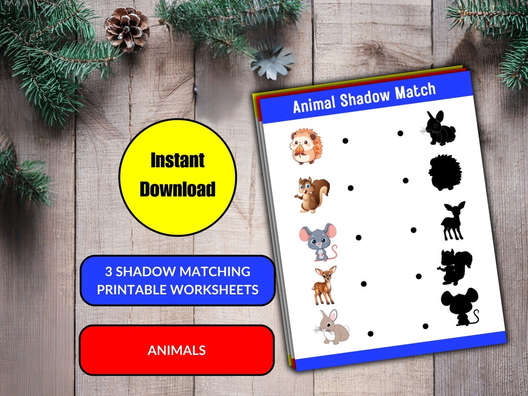 Shadow Matching Animal Printable Worksheets, Instant Download, Toddler ...