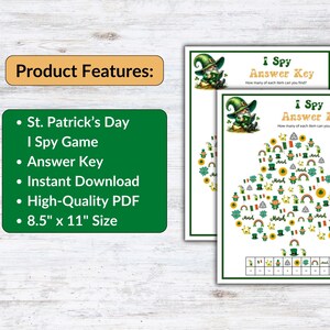St. Patrick's Day I Spy Game, Picture Puzzle, Fun Printable Game, Party ...