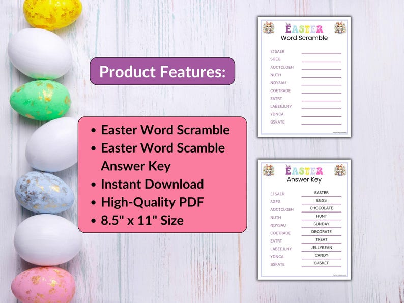 Easter Word Scramble, Fun Printable Easter Game for Kids & Adults ...