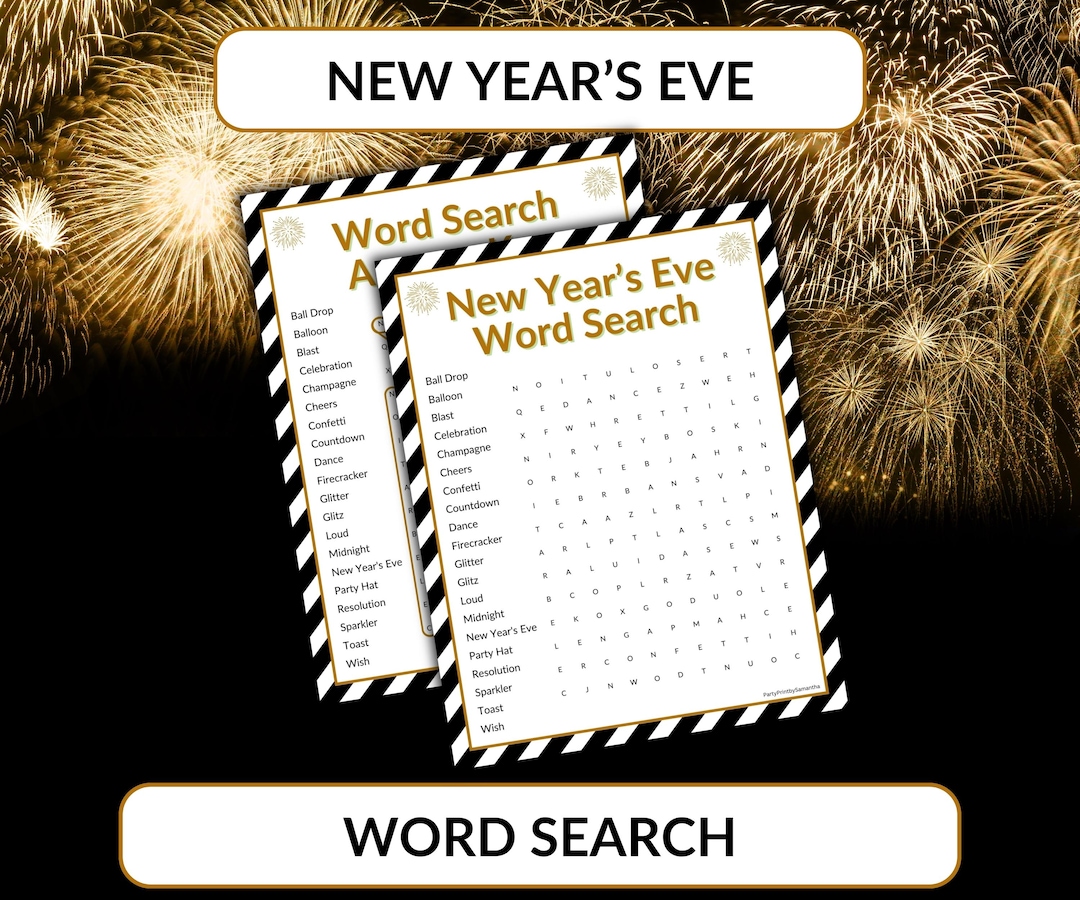 New Year's Eve Word Search, Family New Year's Eve Game, Holiday Office ...