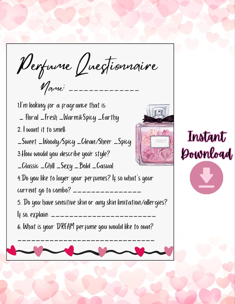 Perfume Exchange Questionnaire - Galentine's Day, Valentine's Day ...