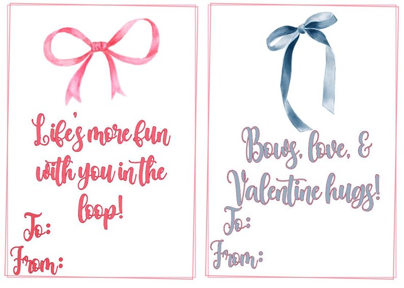 Trendy Bow Valentine’s Day Cards | Digital Download Printable | Cute ...