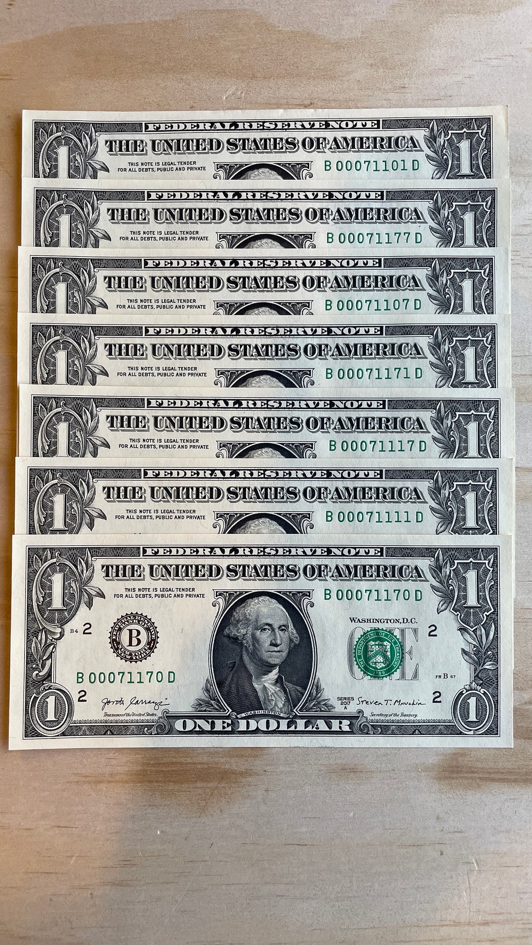 Low Serial, Trinary, Nearly Uncirculated 2017A Bank Notes (LOT OF 7) - Etsy