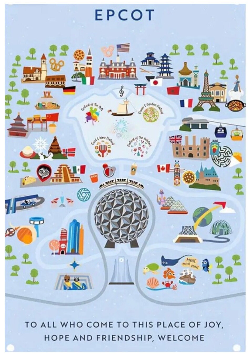 EPCOT Cartoon Map 8.5x11 Digital Download - Etsy