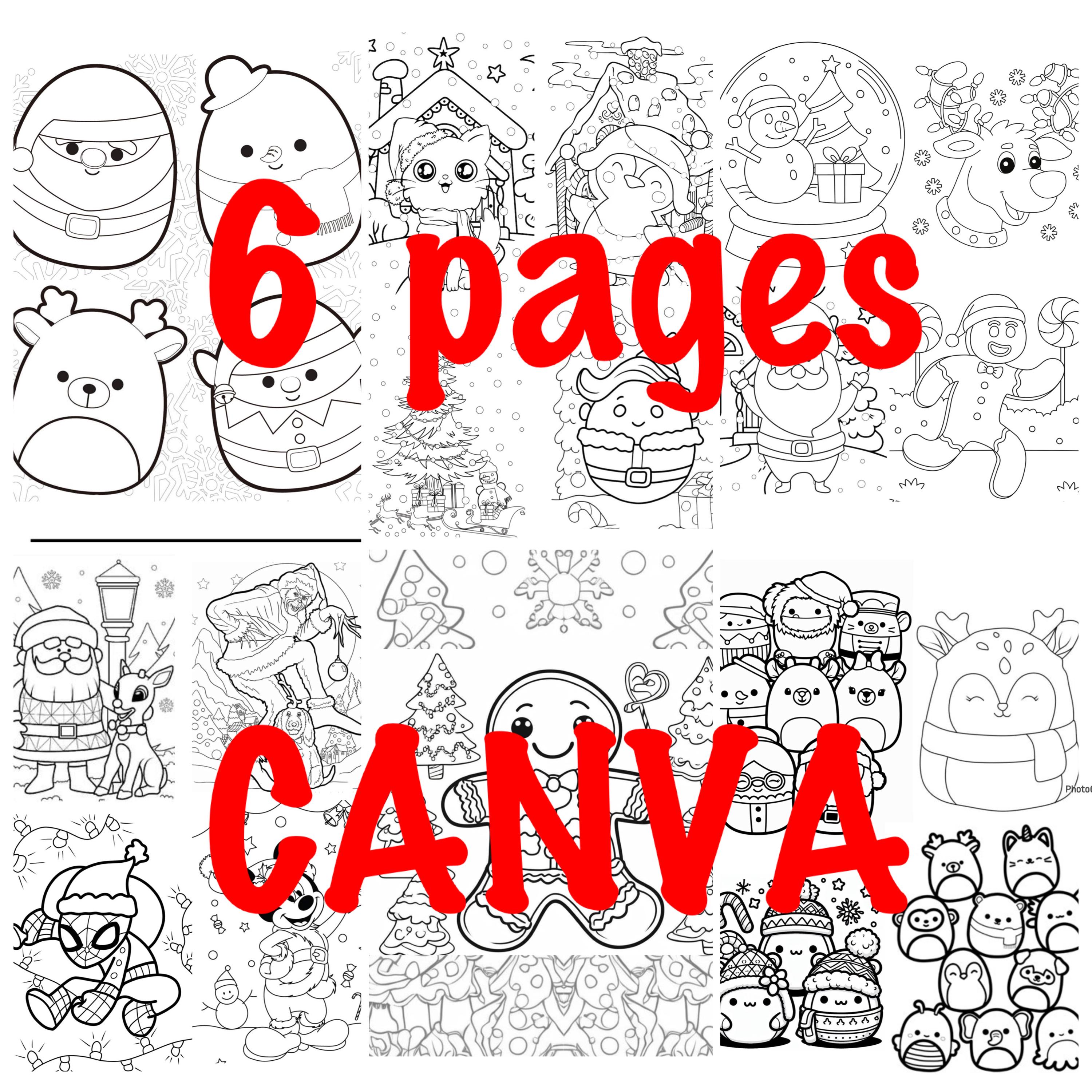 6 Christmas Printable Coloring Pages CANVA Access Required. Digital ...