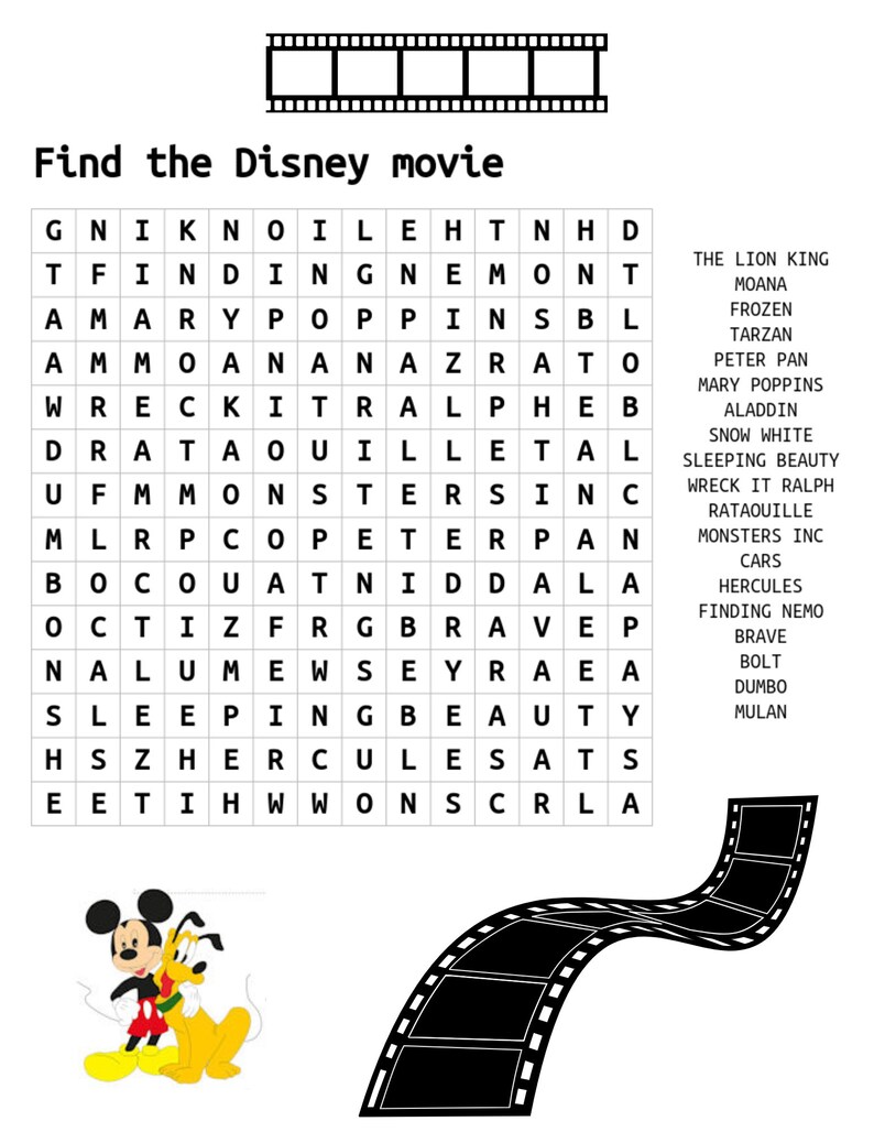 Cartoon Word Search Puzzles 9 Pages - Etsy
