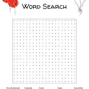 Cartoon Word Search Puzzles 9 Pages - Etsy