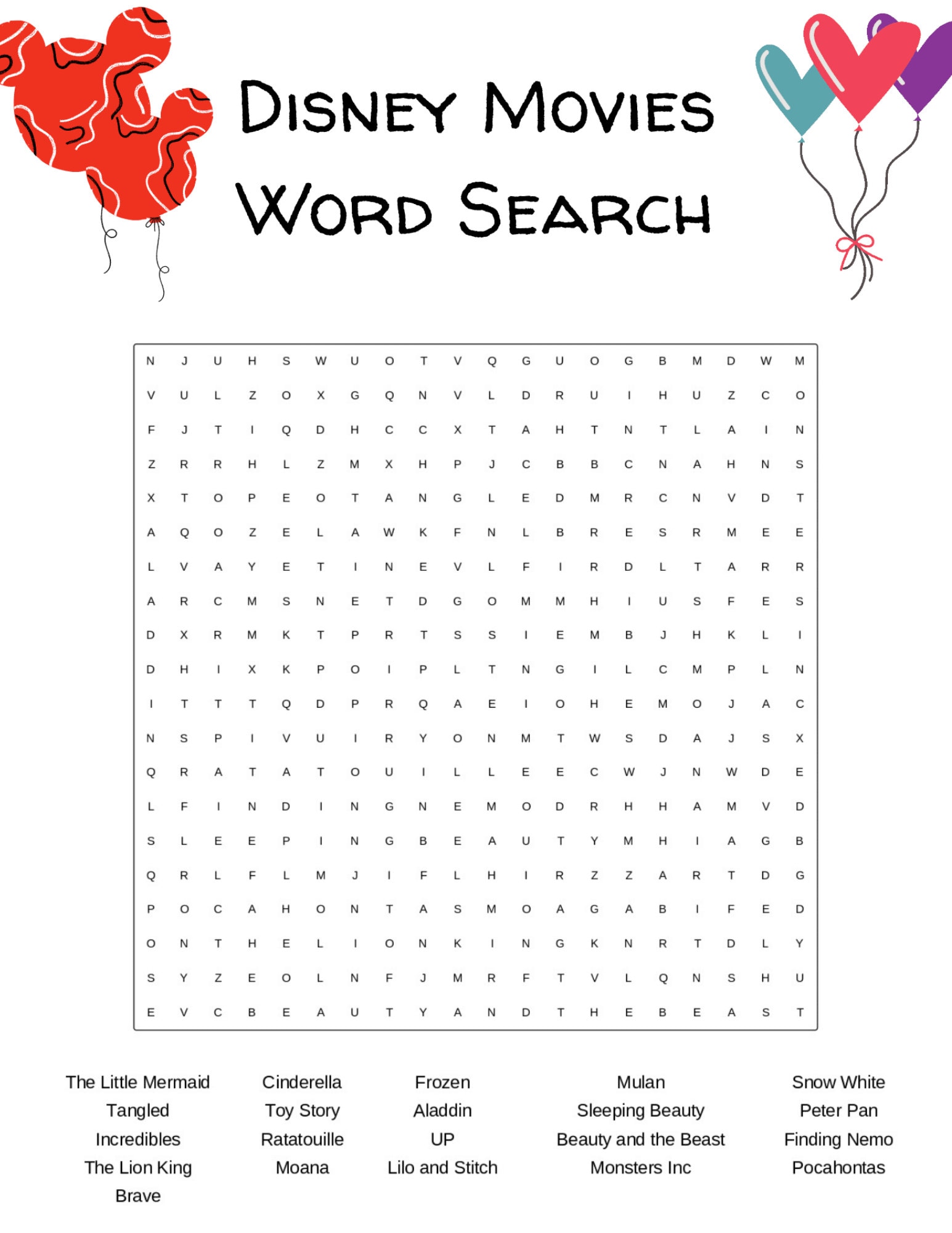 Cartoon Word Search Puzzles 9 Pages - Etsy