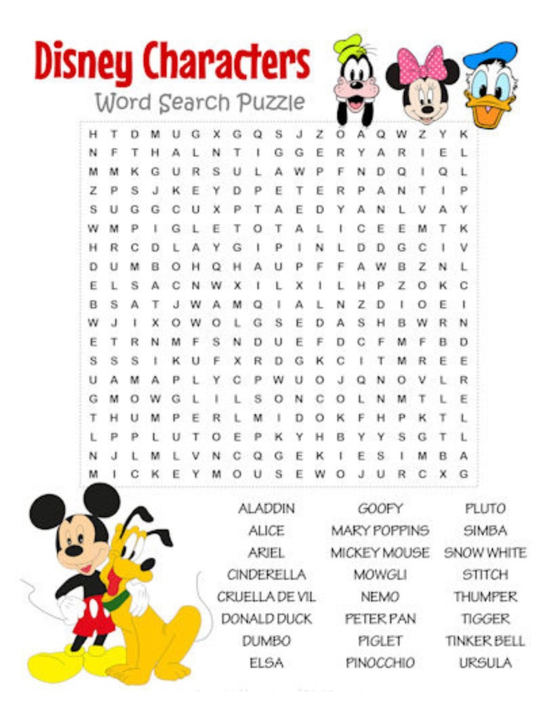 Cartoon Word Search Puzzles 9 Pages - Etsy