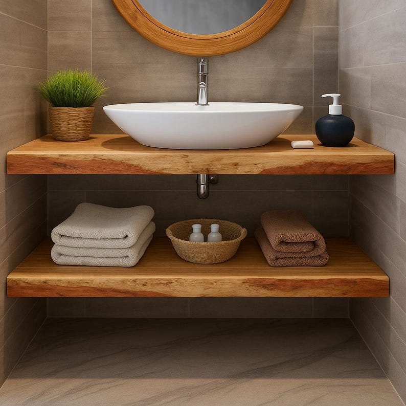 Rustic Floating Bathroom Vanity - Live Edge - Brazilian Cherry - Etsy