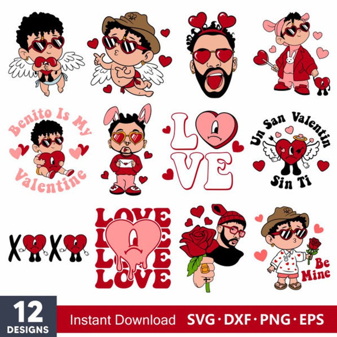 Bad Bunny Valentines Day SVG Bundle, Benito SVG, Un Valentina Sin Ti ...