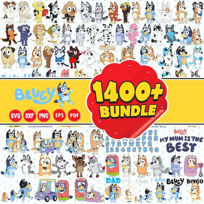 1400 Mega Bluey Bundle, Bluey Cut Files for Cricut, Bluey Clipart ...