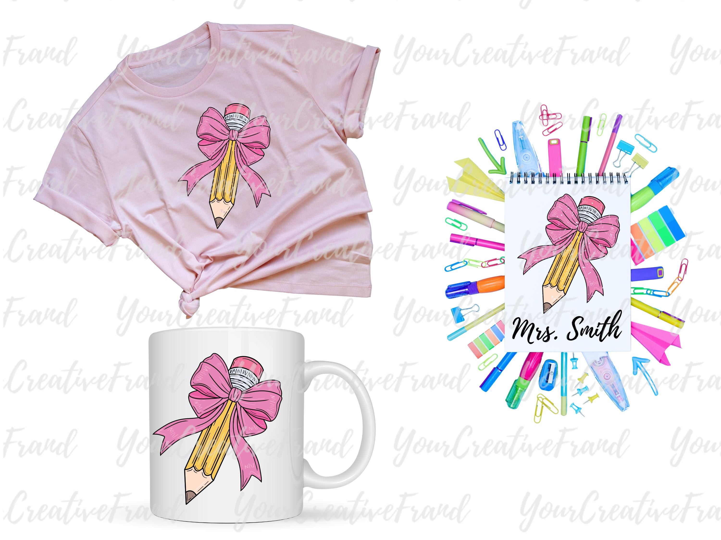 Coquette Pencil Pink Bow Teacher School Graphic PNG - Etsy