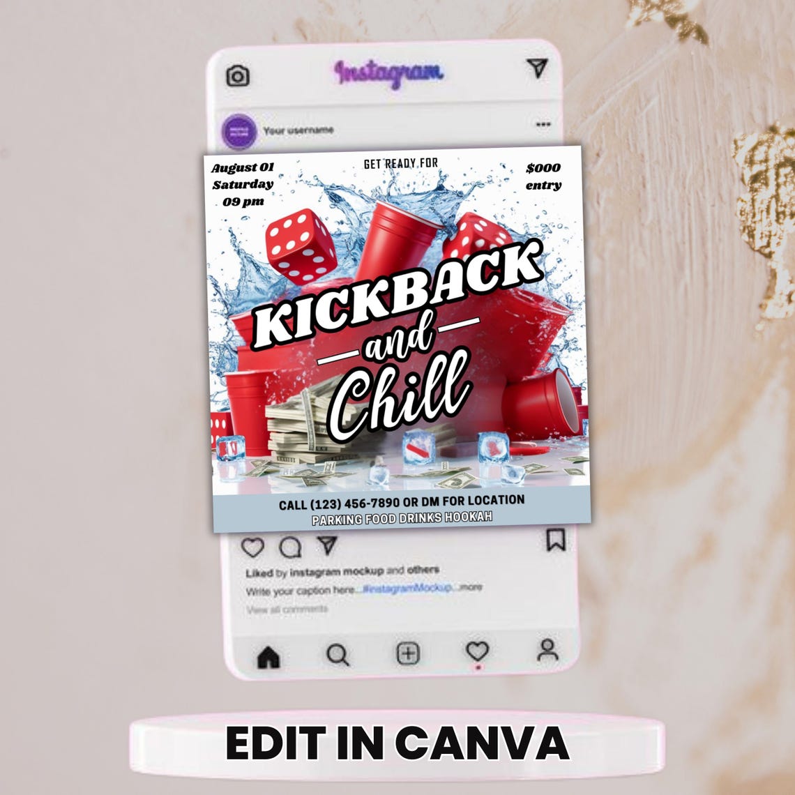 Kickback Party Flyer, Editable Kickback Club Flyer, Club DJ Party ...