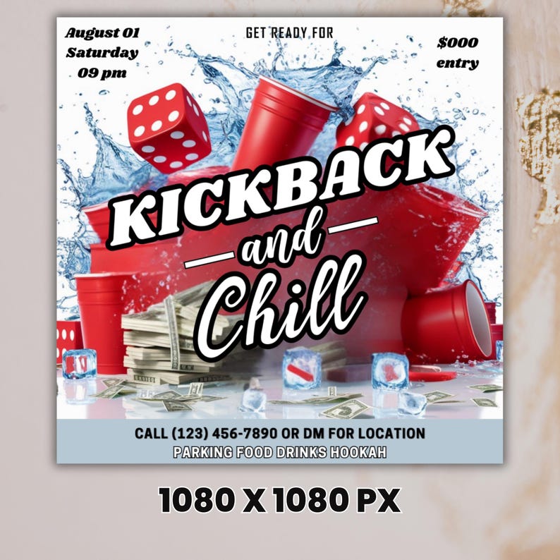 Kickback Party Flyer, Editable Kickback Club Flyer, Club DJ Party ...