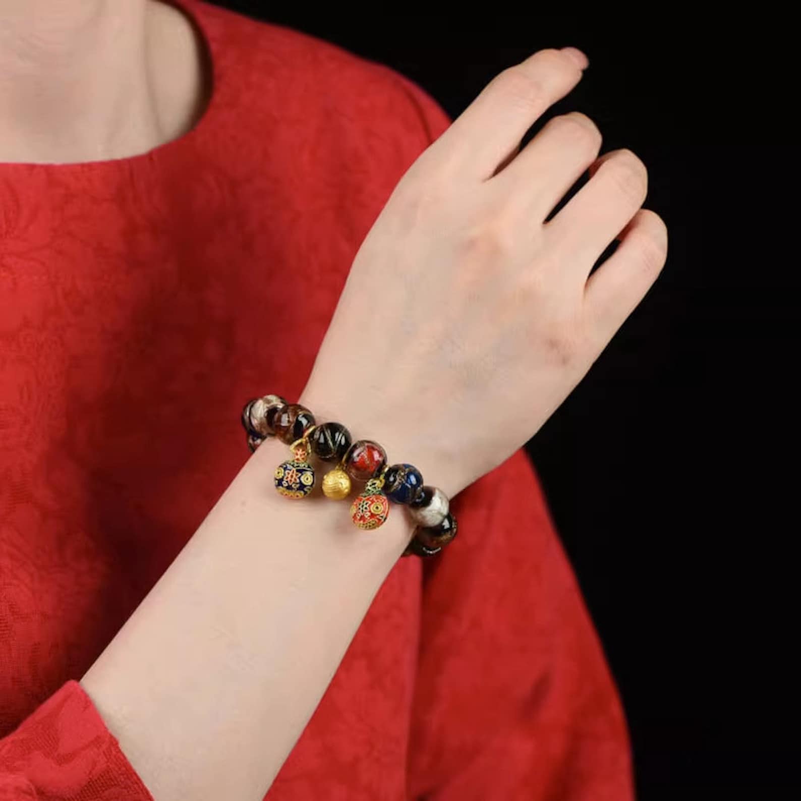 The Yonghe Lama Temple Glazed Colorful Buddha Stones Bead Bracelet for ...