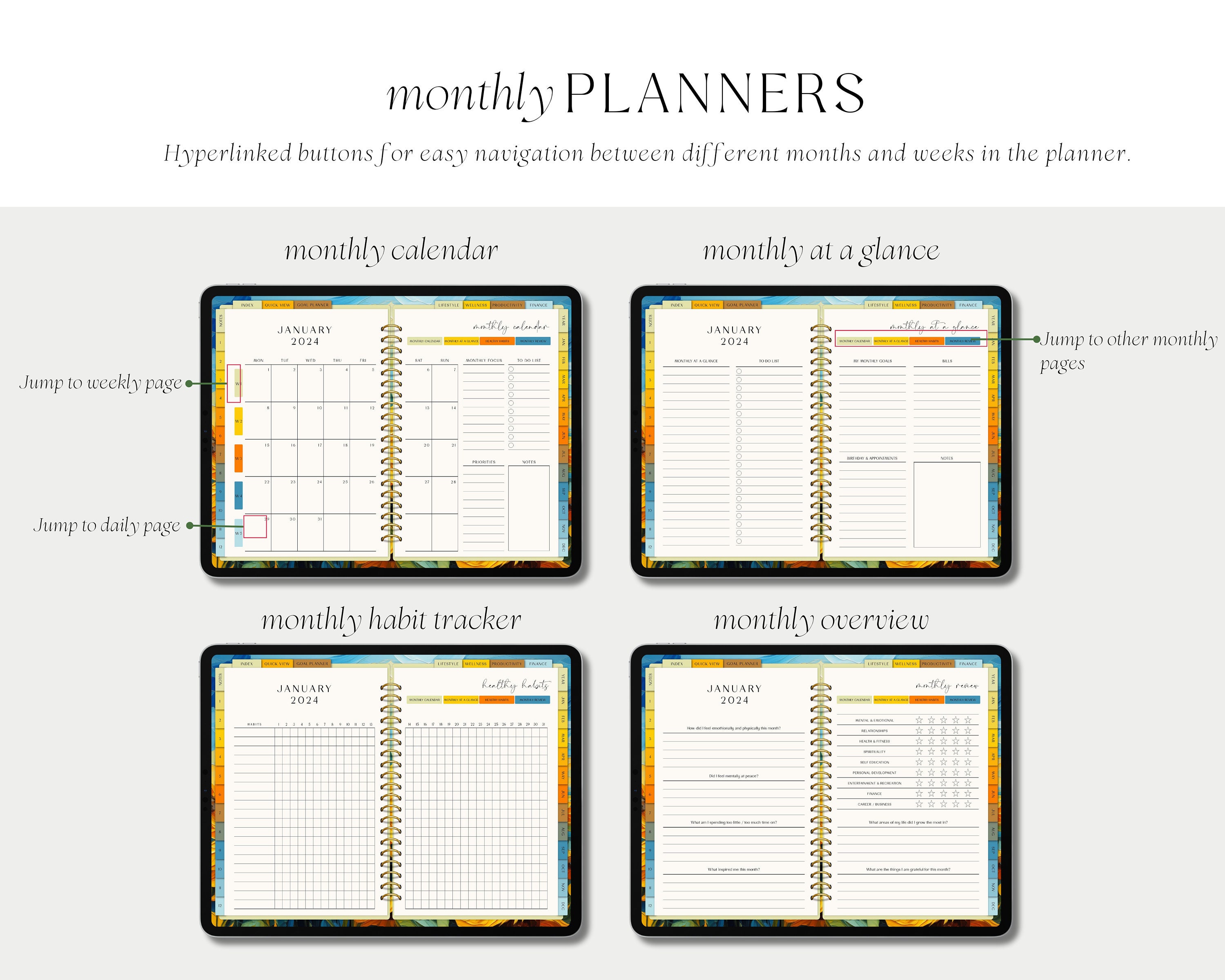 Digital Planner 2024 Goodnotes Planner iPad Calendar - Etsy