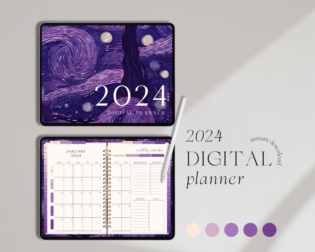 Digital Planner 2024 Goodnotes Planner iPad Calendar - Etsy