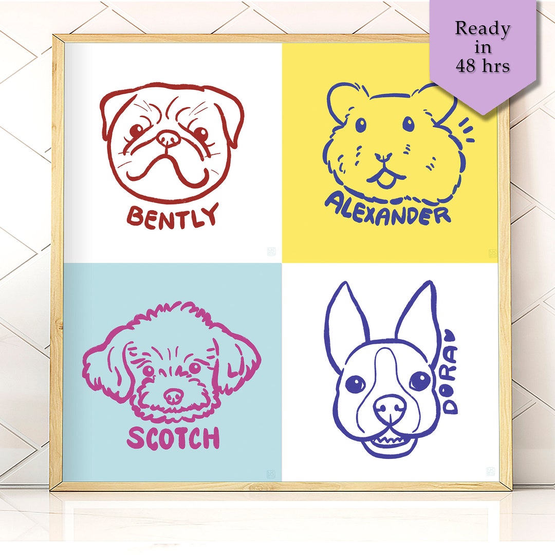 Minimalist Custom Pet Portrait Line Art Personalized Dog Line Art Pet ...
