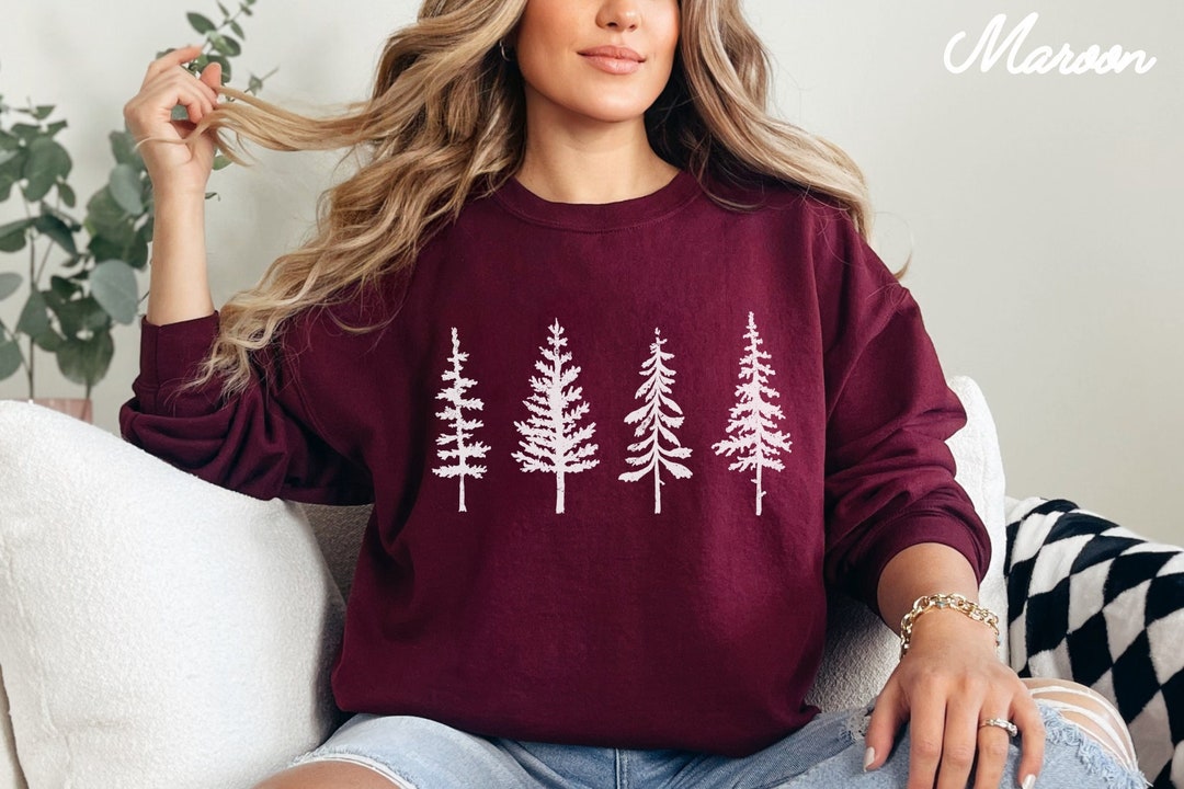 Pine Tree Crewneck Sweatshirt Forest Sweater Evergreen - Etsy