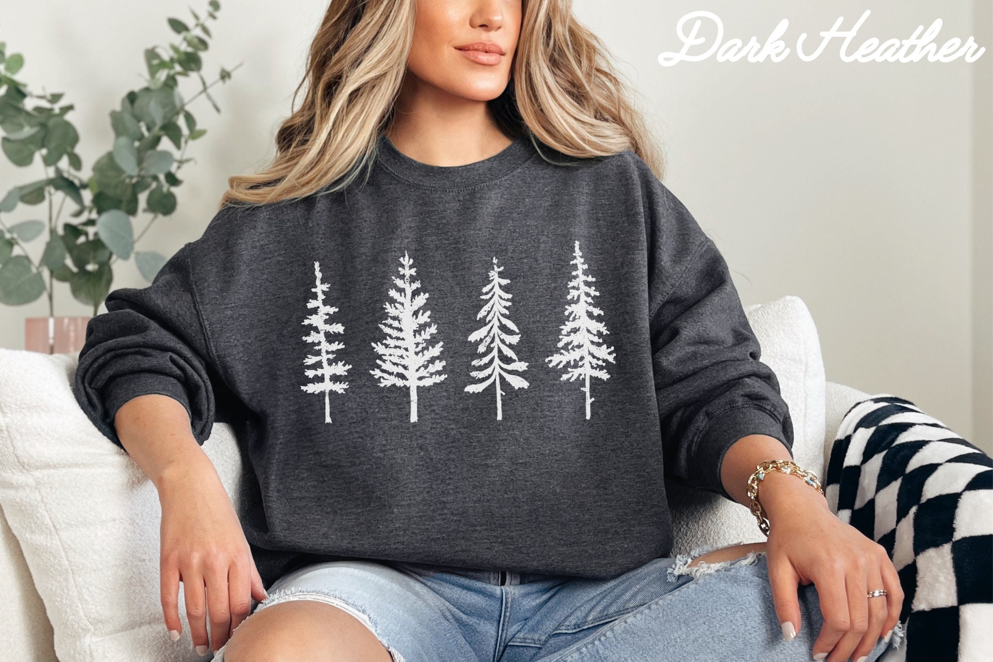 Pine Tree Crewneck Sweatshirt Forest Sweater Evergreen - Etsy