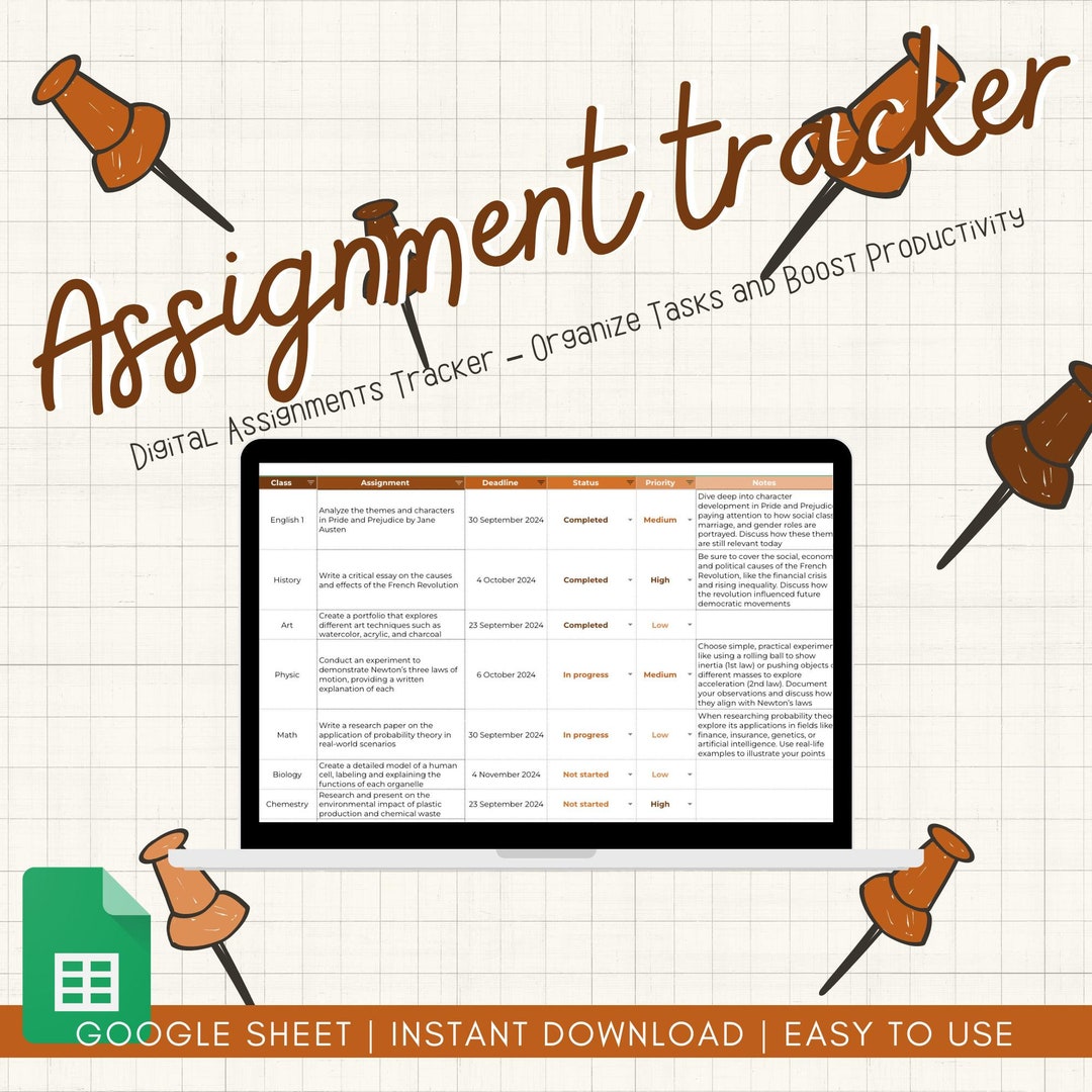 Assignments Tracker | Organize Tasks & Boost Productivity | Fun Planner ...
