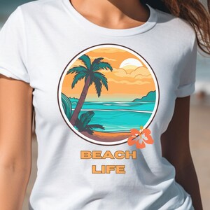 Beach Life T-shirt, Beach Life, Beach, Gift Summer, Surf, Palm Trees ...