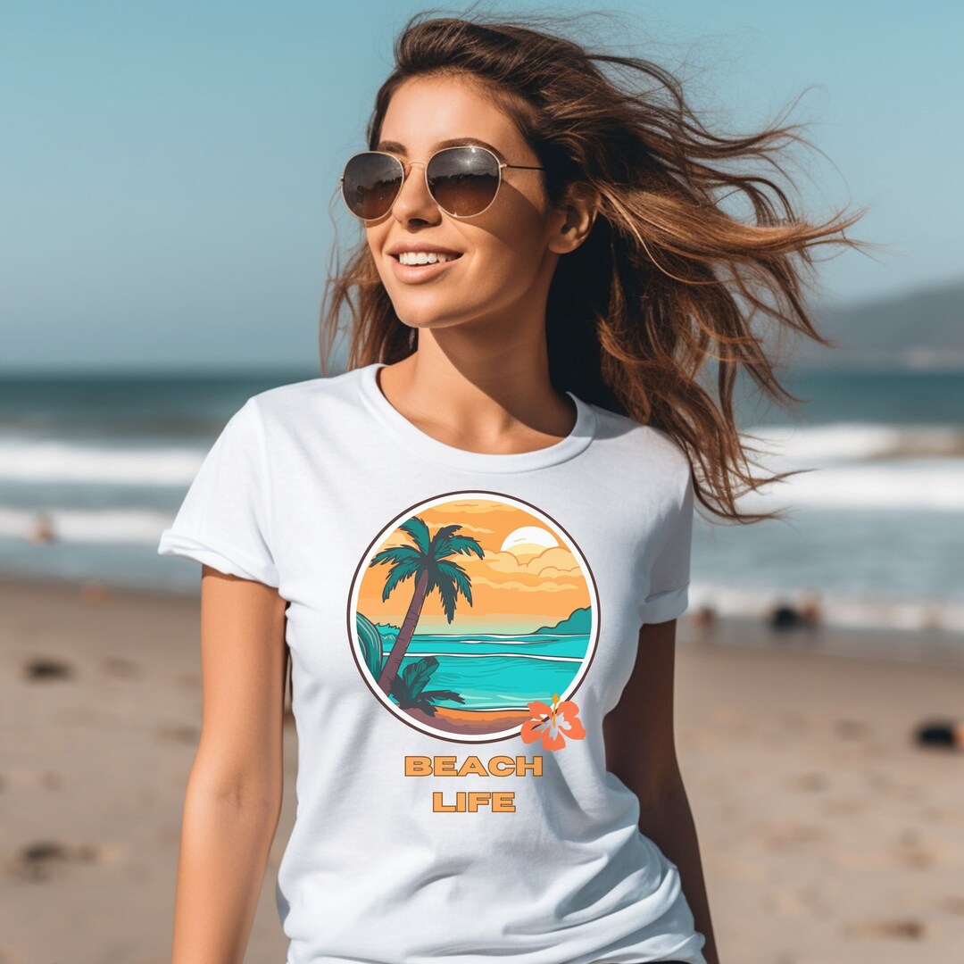 Beach Life T-shirt, Beach Life, Beach, Gift Summer, Surf, Palm Trees ...