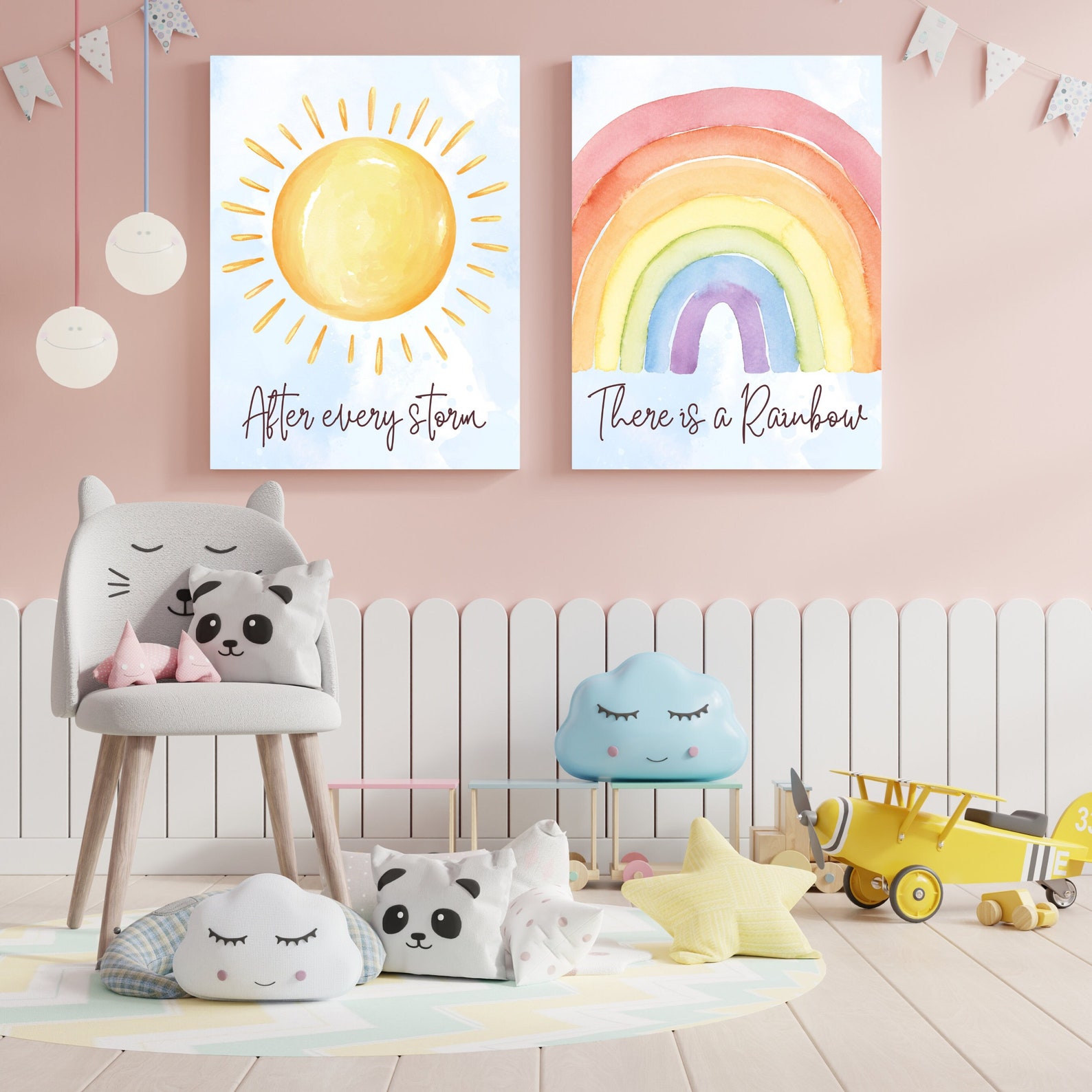 Rainbow Baby Wall Decor, Printable Wall Art Set of 2, Nursery Room ...