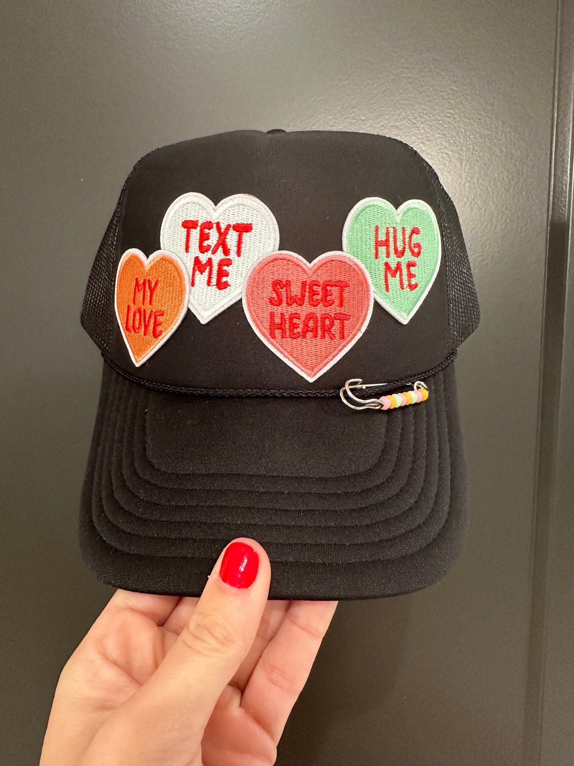 Conversation Heart Trucker Hat With Patches - Etsy
