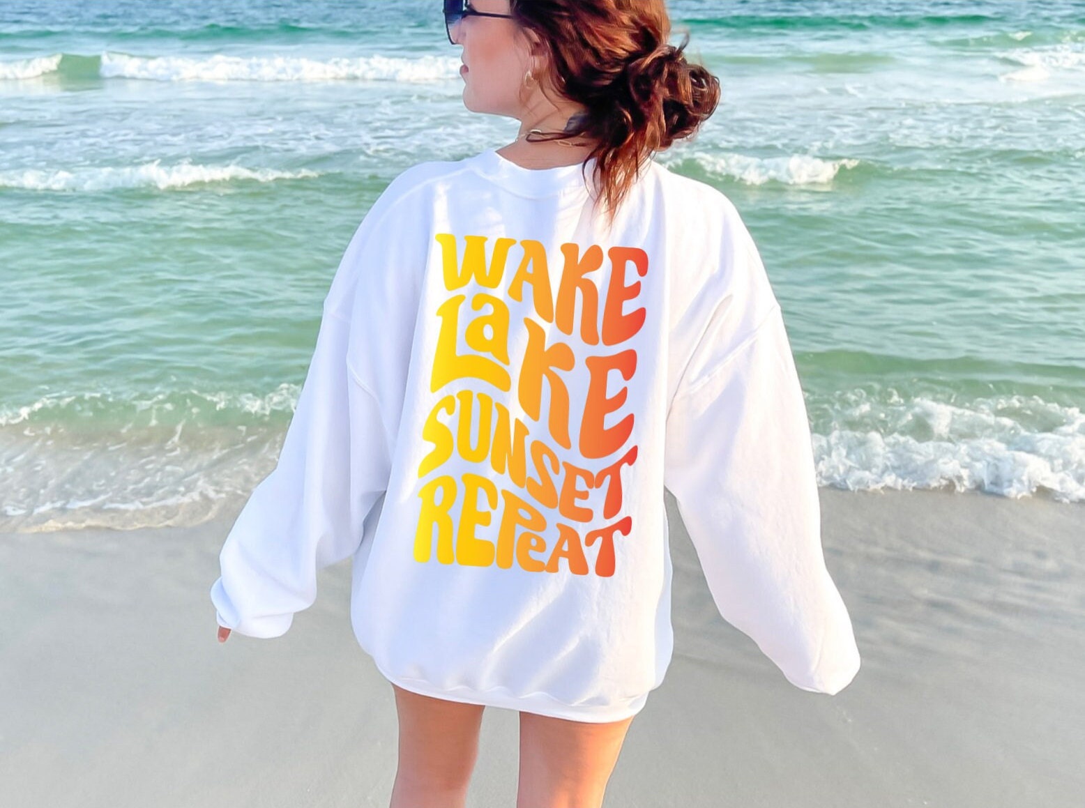 Wake Lake Sunset Repeat Wavy PNG PDF SVG Digital Download - Etsy