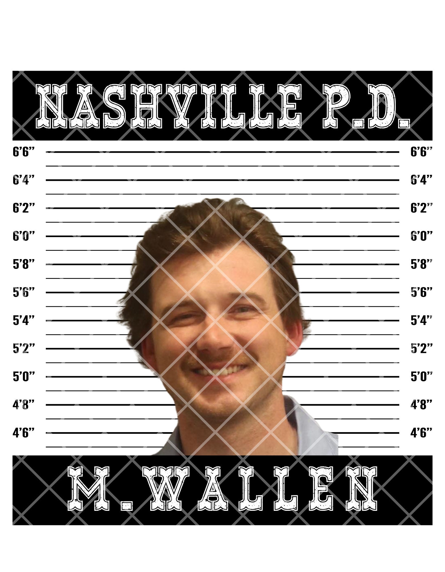 Morgan Wallen Mugshot Nashville P.D. PNG PDF Digital Download - Etsy