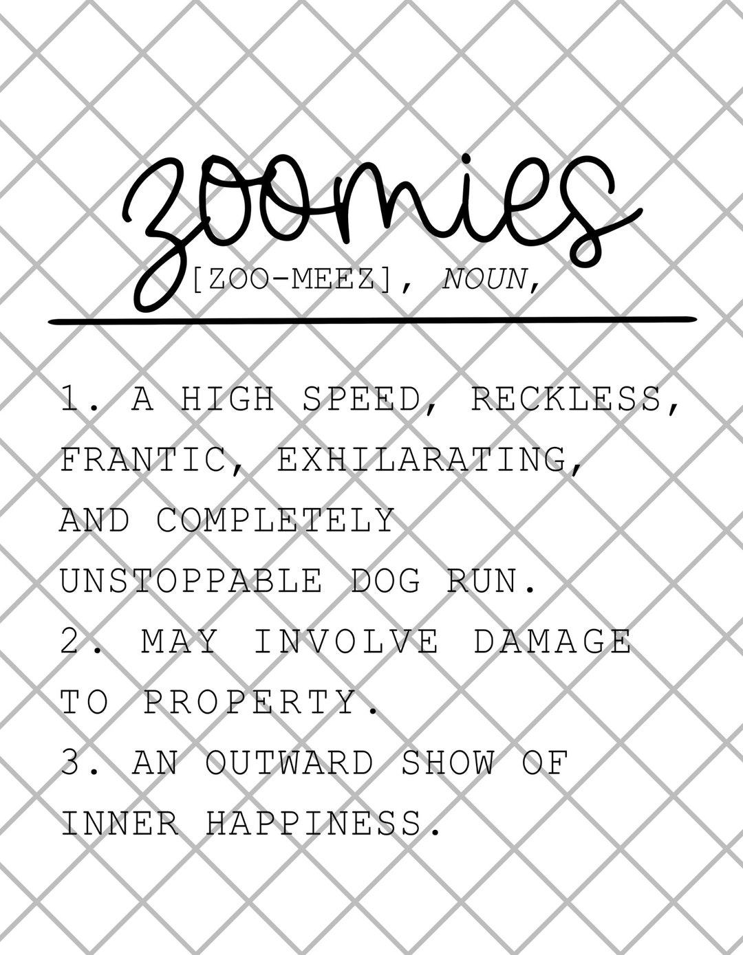 Zoomies Noun Funny Dog PNG PDF - Etsy