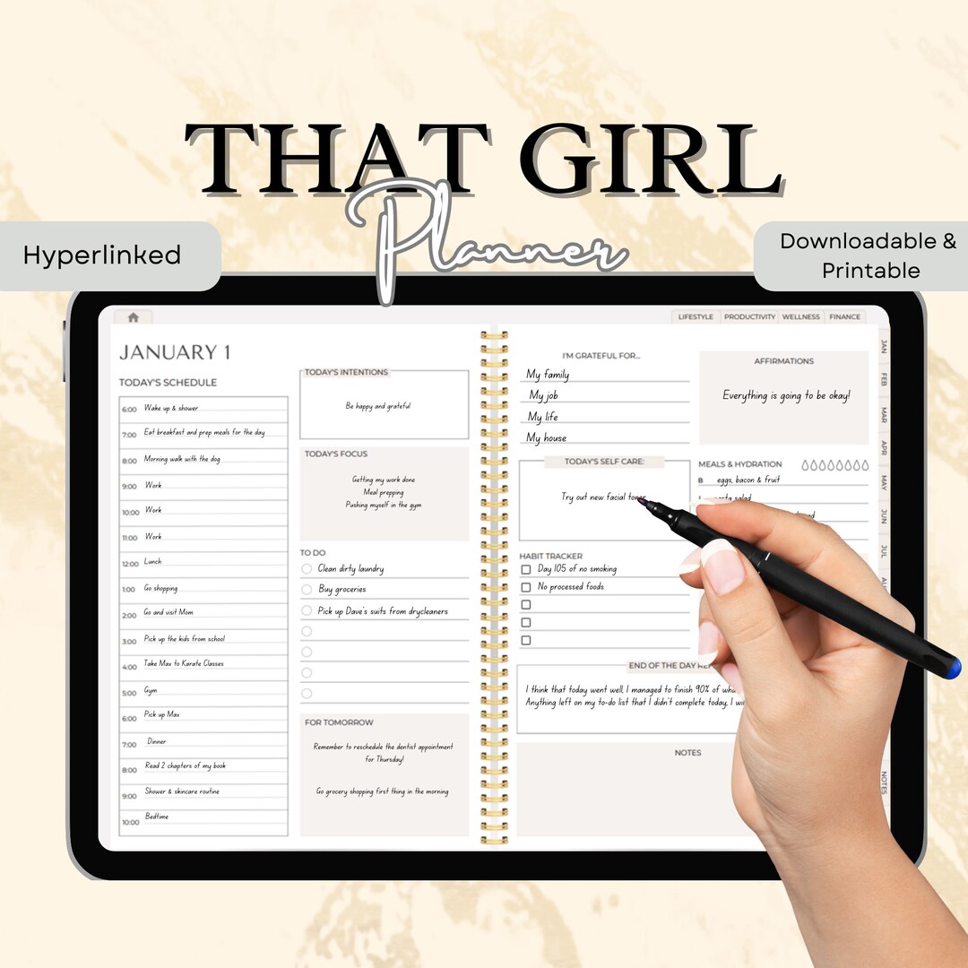 THAT GIRL Planner | 2024 Digital Planner | Daily, Weekly, Monthly ...